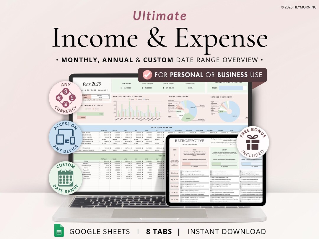 Income and Expense Tracker Spreadsheet Small Business Bookkeeping ...