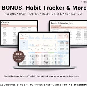 Academic Student Planner Google Sheets Assignment Tracker Spreadsheet University Study Planner ...
