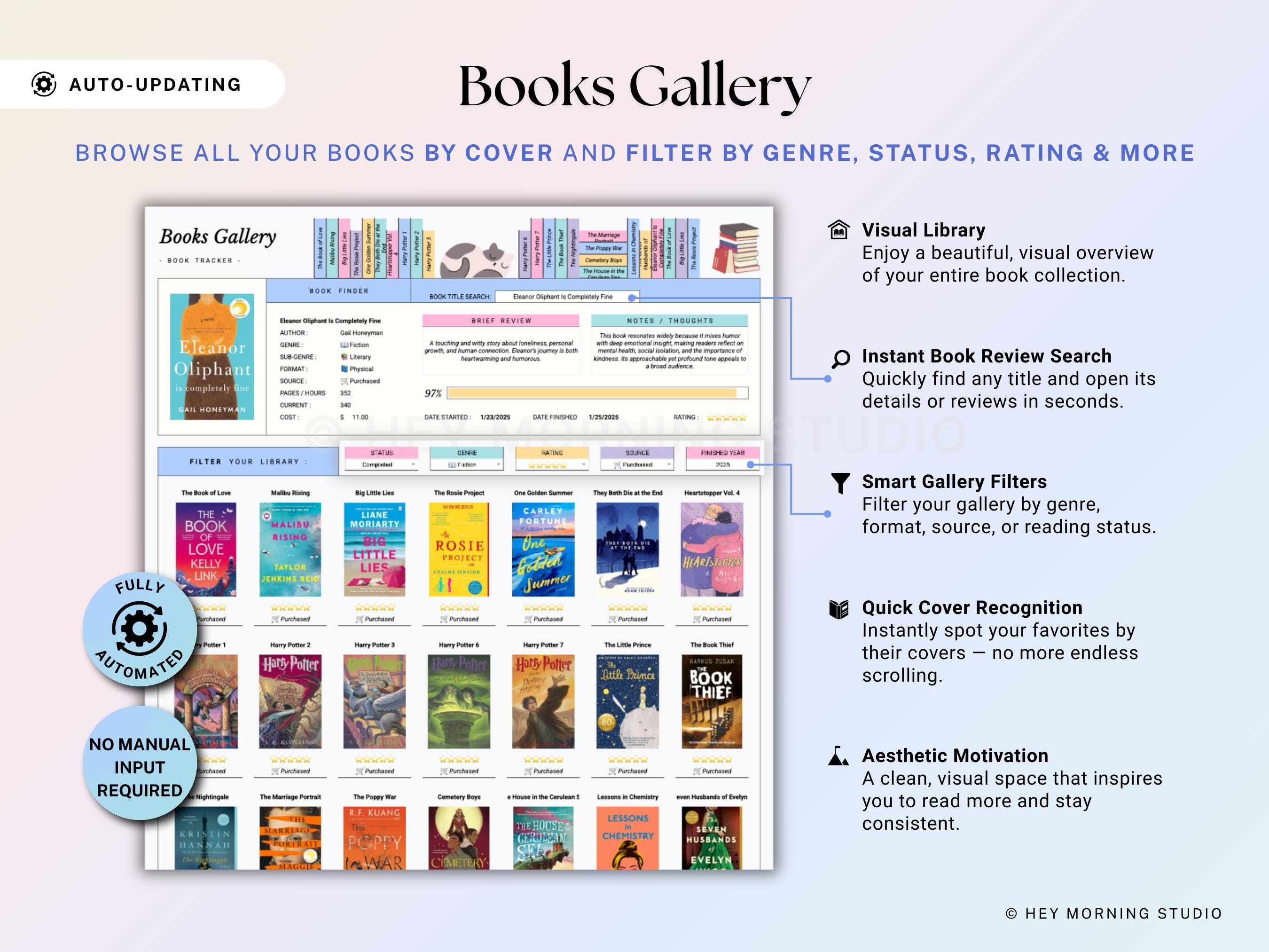Book Tracker Reading Journal Google Sheets Excel Book Planner Digital ...