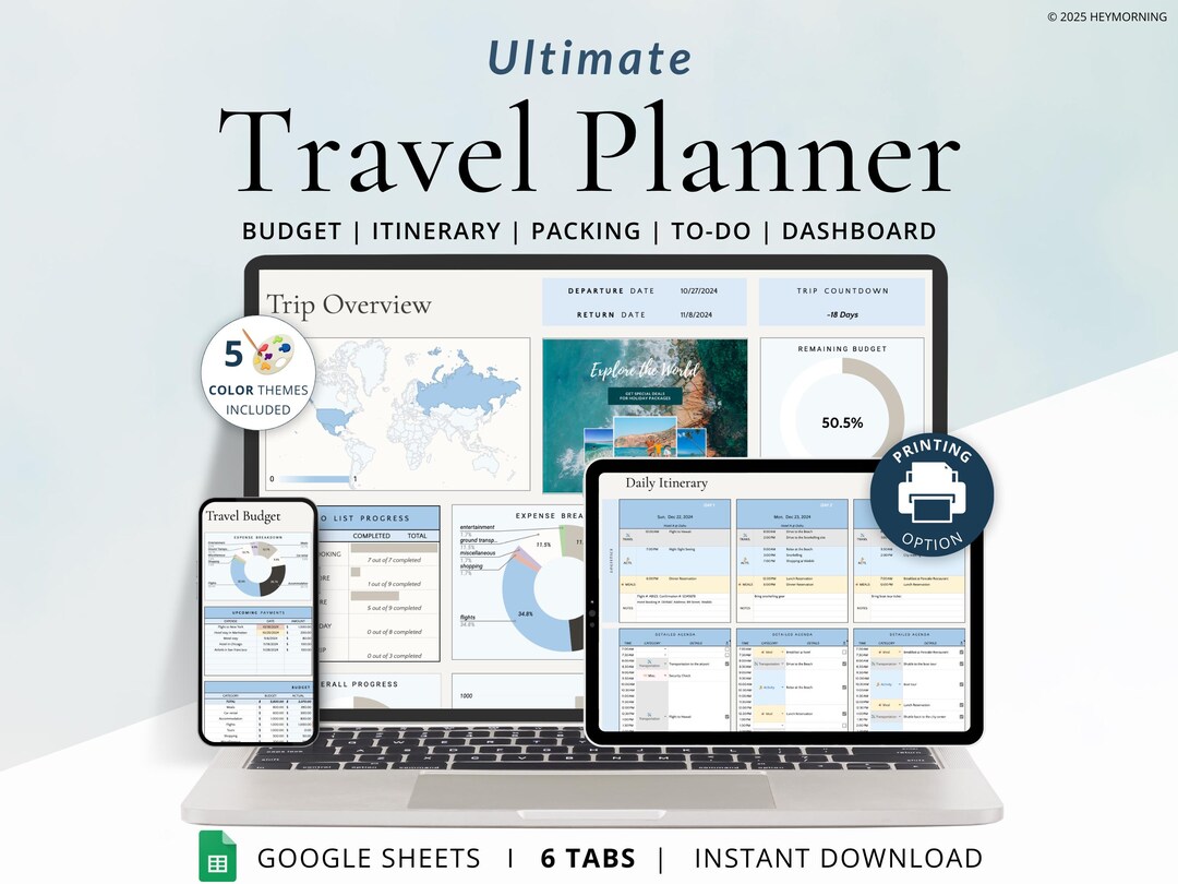Simple Travel Planner Google Sheets Travel Itinerary Spreadsheet ...