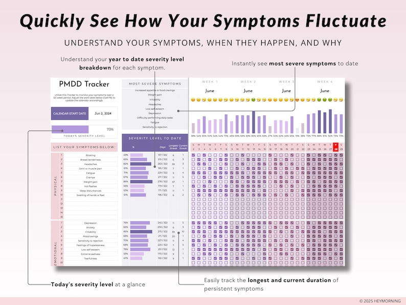 PMDD Symptom Tracker Google Sheets PMS Tracker Spreadsheet Premenstrual ...