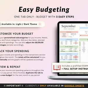 50/30/20 Budget Spreadsheet 70/20/10 Budget Monthly Google Sheet 60/20 ...