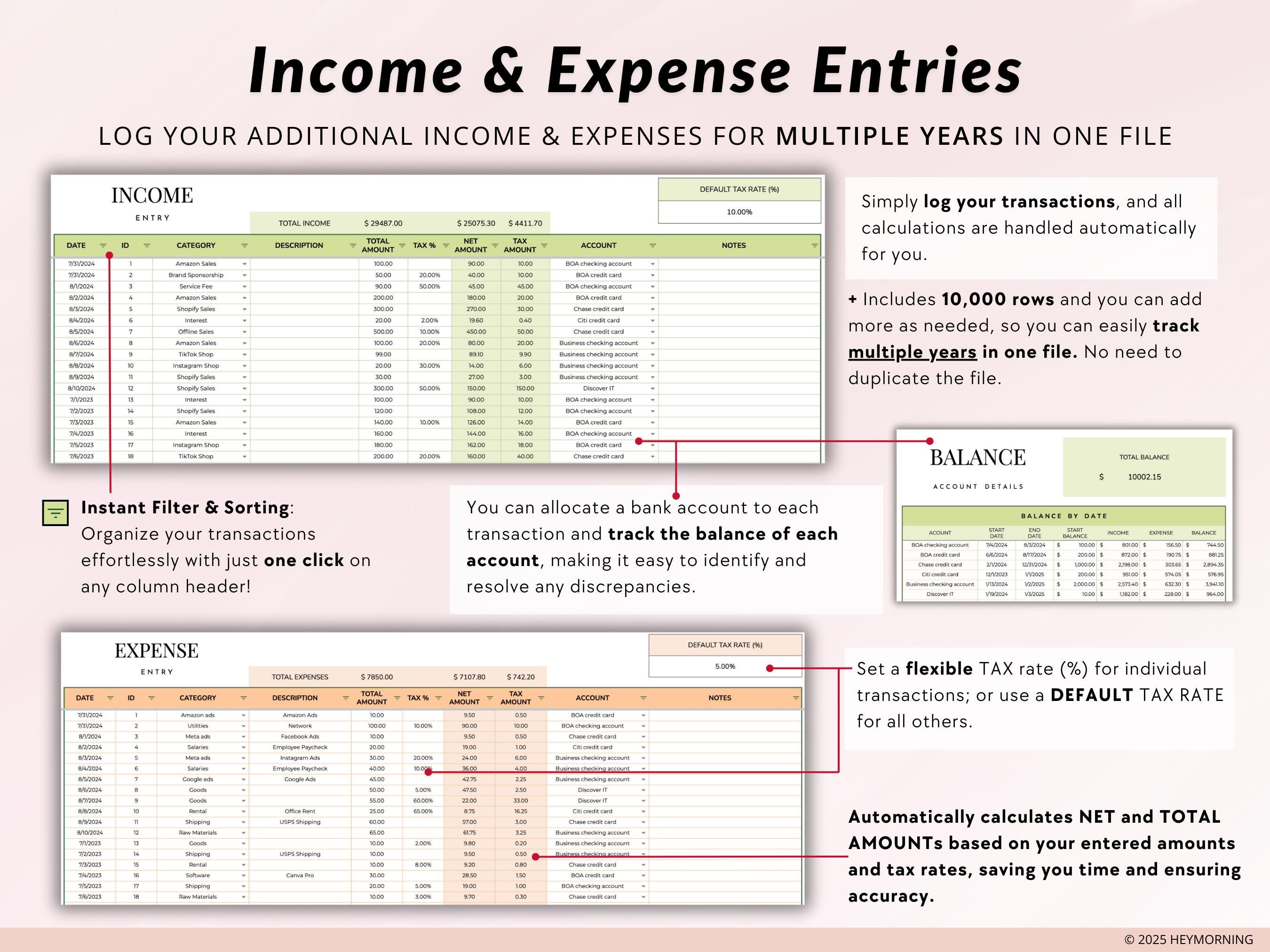 Etsy Seller Bookkeeping Spreadsheet Etsy Accounting Google Sheets Small ...