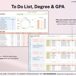 Academic Student Planner Google Sheets Assignment Tracker Spreadsheet University Study Planner ...