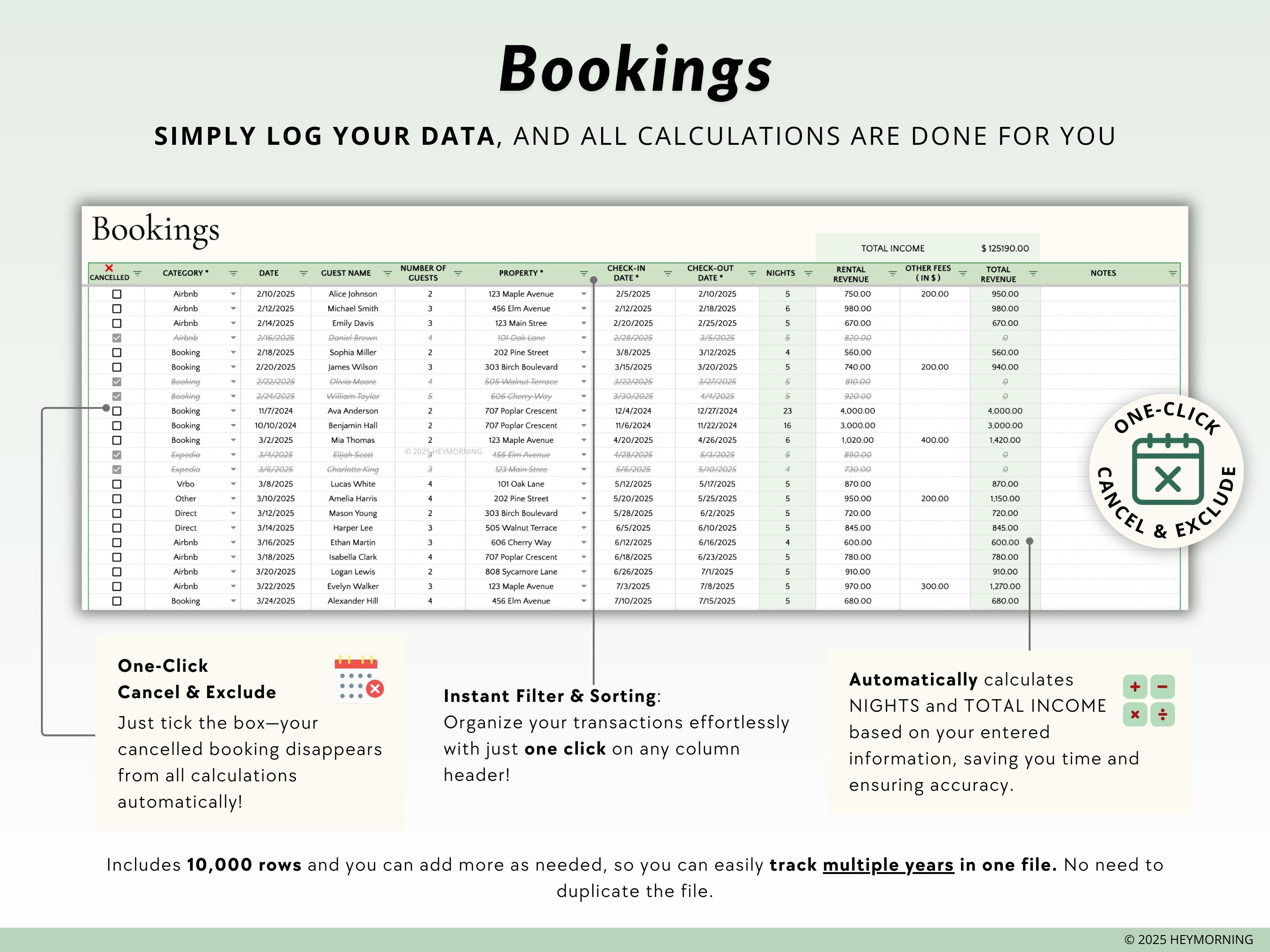 Airbnb Booking Calendar Spreadsheet Hotel Reservation Tracker Google ...