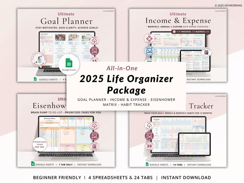 Goal Tracker 2025 Budget Spreadsheet Income and Expense Google Sheets ...