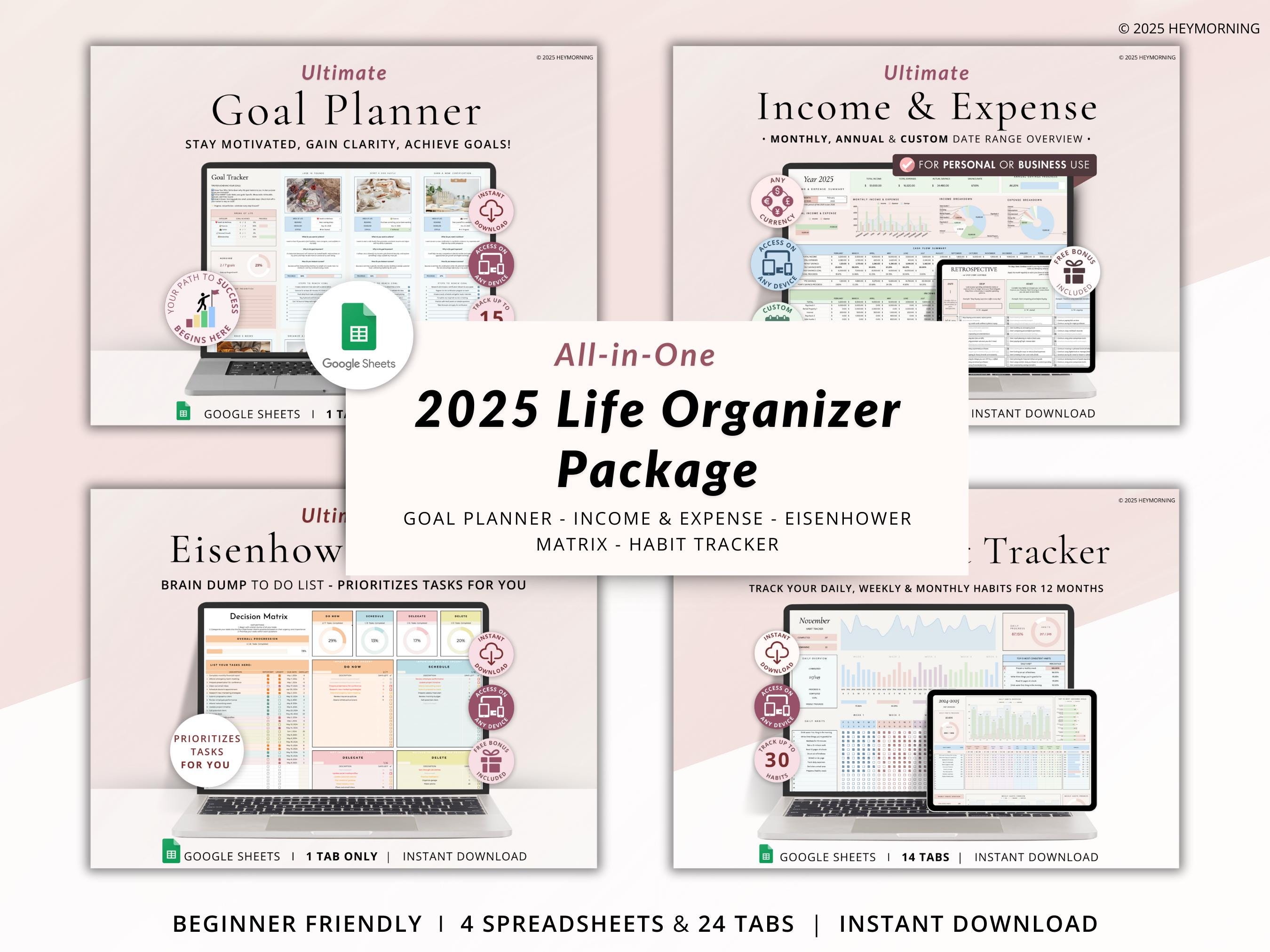 Goal Tracker 2025 Budget Spreadsheet Income and Expense Google Sheets ...