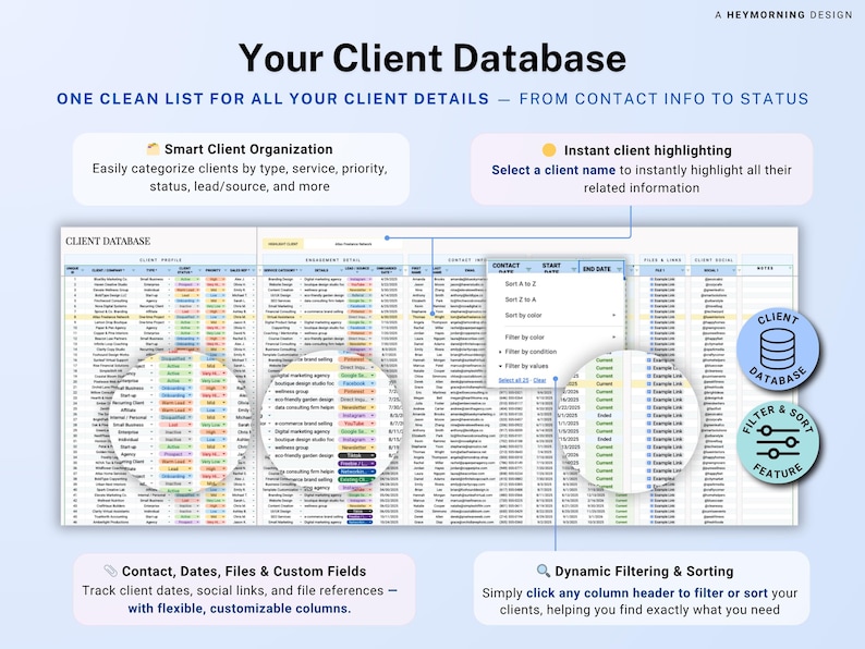 Client Tracker Google Sheets Excel CRM Client Manager Template Small ...