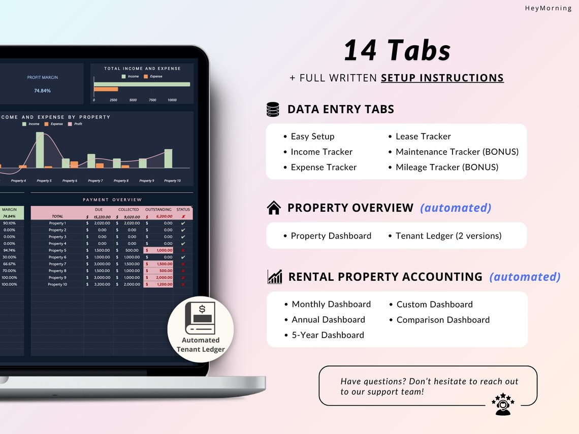 Multi Property Rental Tracker Spreadsheet Dark Mode Landlord ...