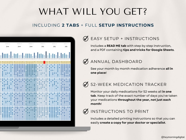 Medication Tracker Google Sheets Daily Supplement Spreadsheet Annual ...