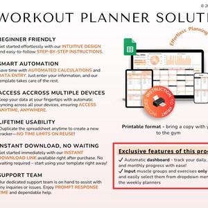 Workout Planner Google Sheets Exercise Tracker Spreadsheet Fitness ...