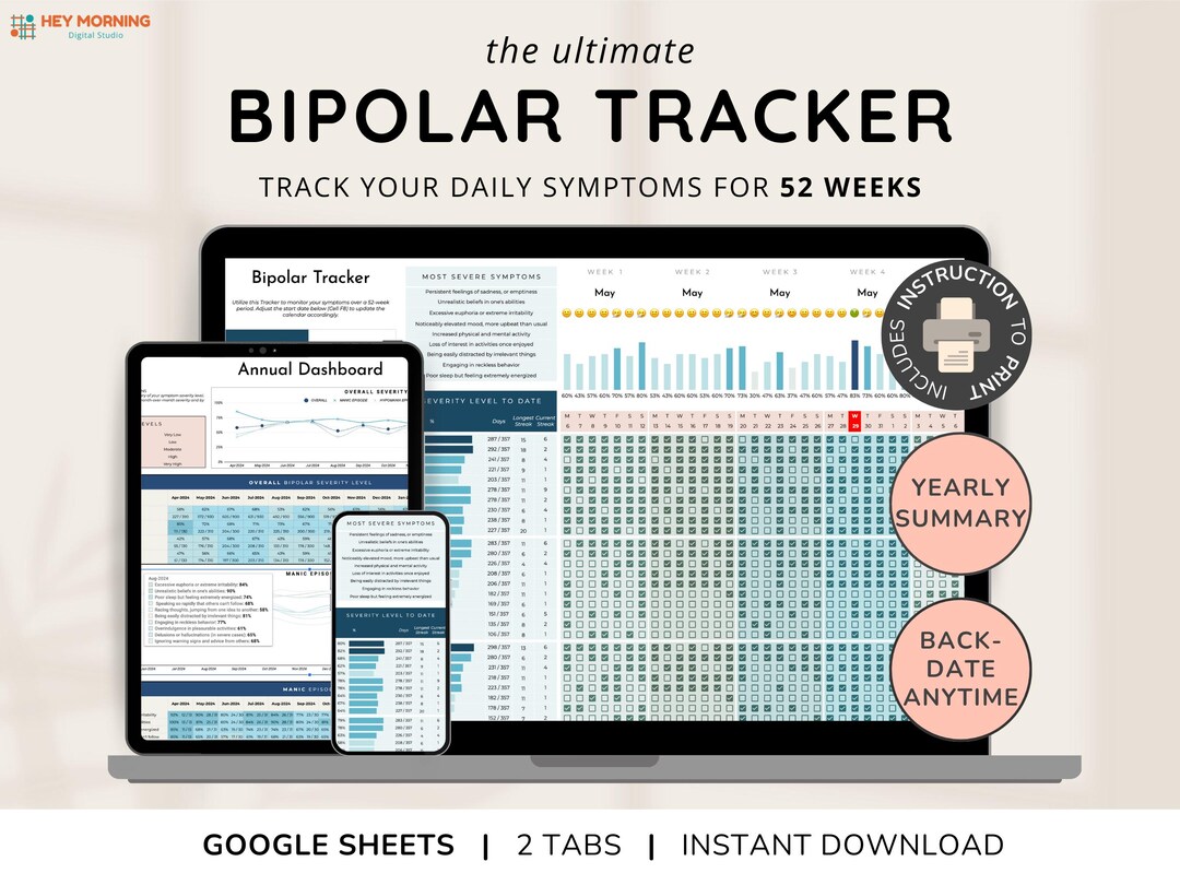 Bipolar Tracker Google Sheets Bipolar Symptom Tracker Spreadsheet Daily ...