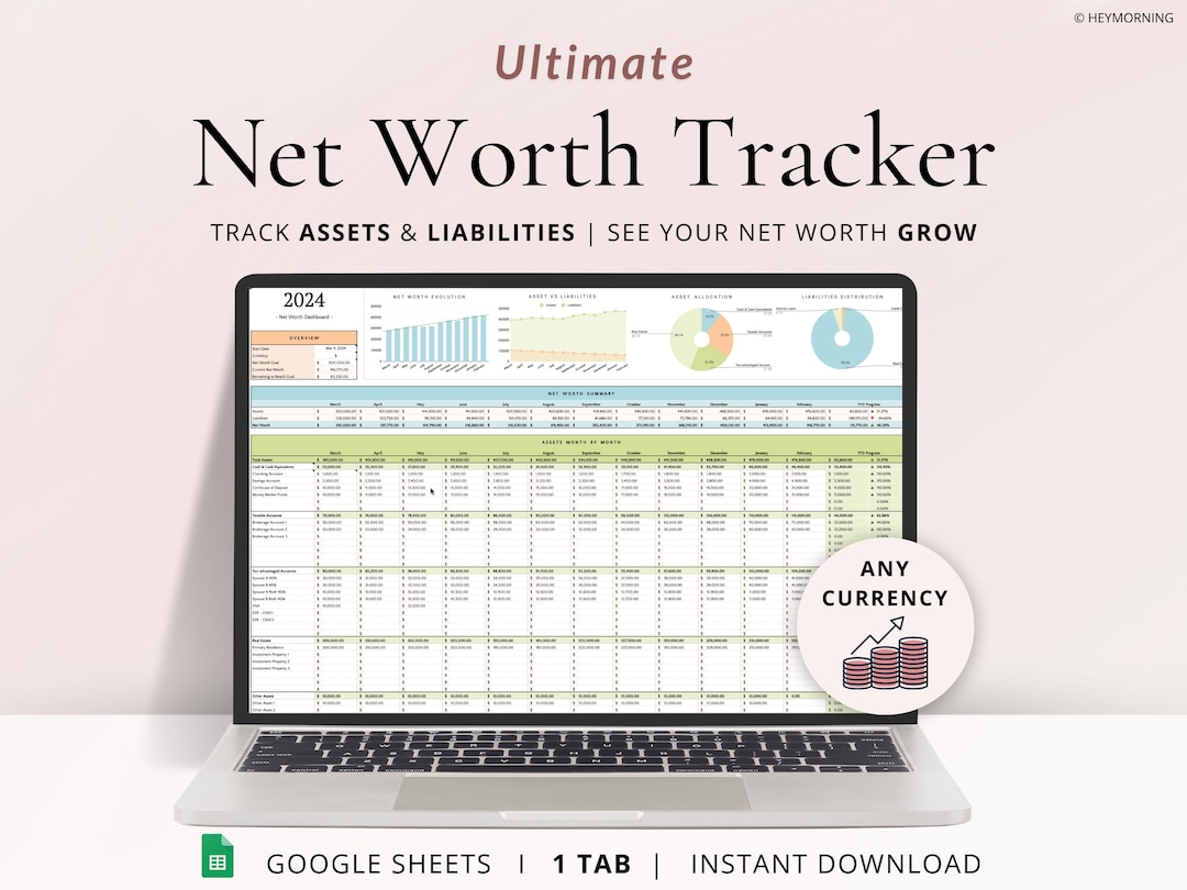 Net Worth Tracker Google Sheets Annual Net Worth Calculator Spreadsheet ...