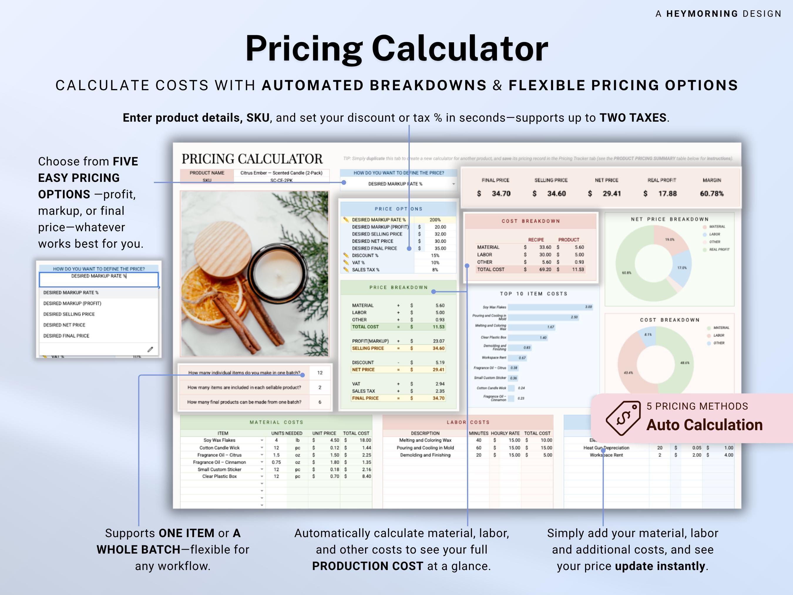 Product Pricing Calculator Spreadsheet Small Business Pricing Template ...