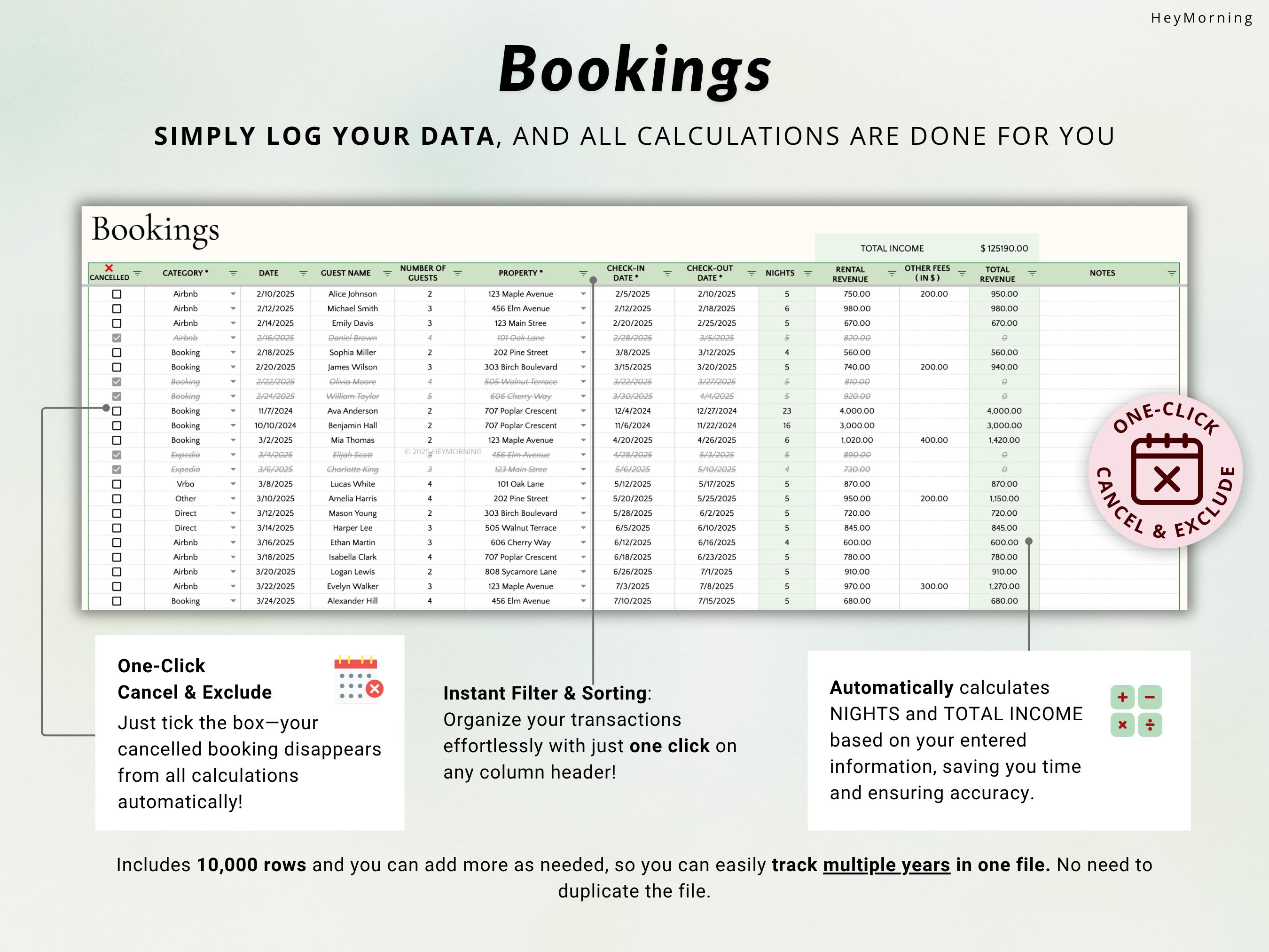 Airbnb Booking Calendar Spreadsheet Hotel Reservation Tracker Google ...