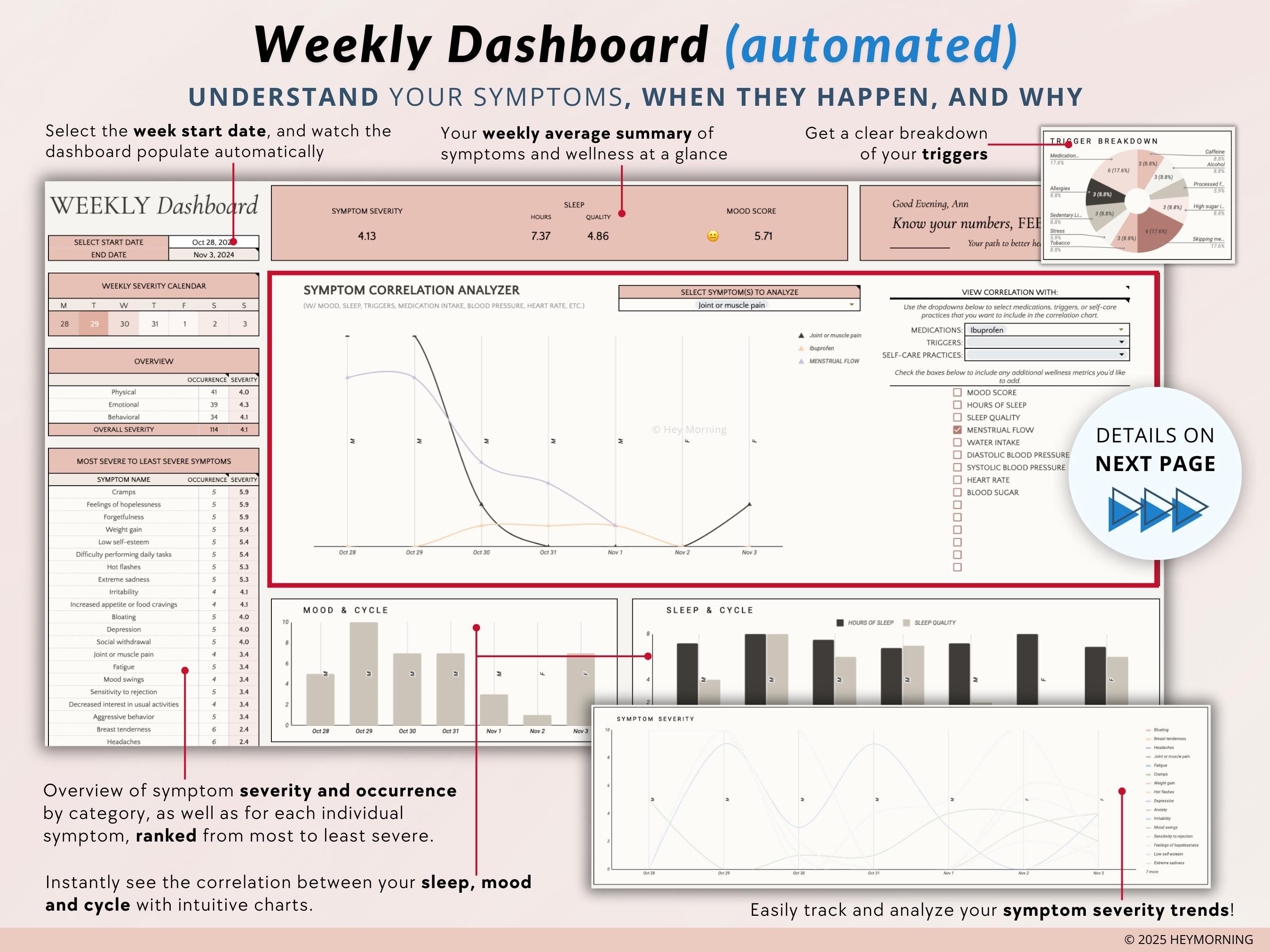 PMDD Symptom Tracker Google Sheets PMS Symptom Tracker Spreadsheet PCOS ...