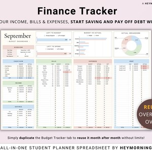 Academic Student Planner Google Sheets Assignment Tracker Spreadsheet University Study Planner ...