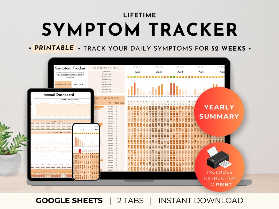 Symptom Tracker Google Sheet Chronic Illness Pain Tracker Spreadsheet ...