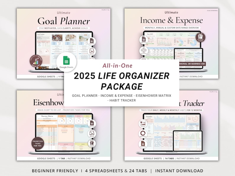 Goal Tracker 2025 Budget Spreadsheet Income and Expense Google Sheets ...