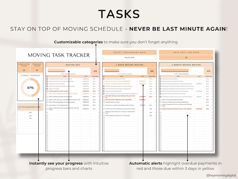 Moving Planner Google Sheets Home Moving Bundle Spreadsheet New ...