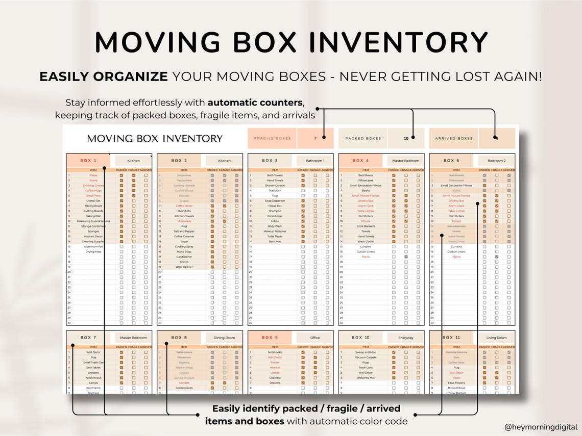 Moving Planner Google Sheets Home Moving Bundle Spreadsheet New ...
