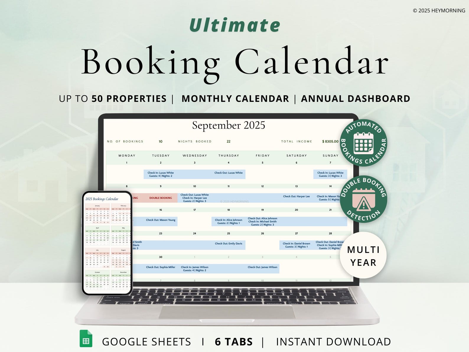 Airbnb Booking Calendar Spreadsheet Hotel Reservation Tracker Google ...
