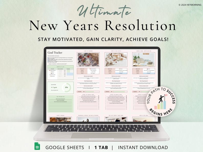 2026 New Years Resolutions Google Sheets Goal Tracker Spreadsheet ...