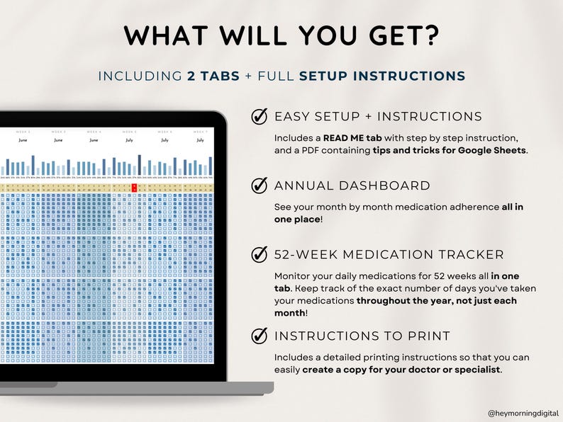Medication Tracker Google Sheets Daily Supplement Spreadsheet Annual ...