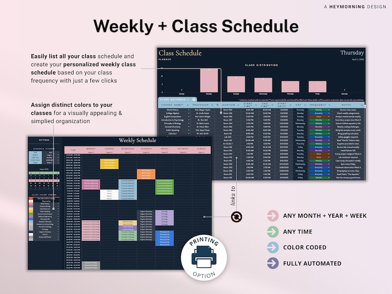 Student Planner Spreadsheet Dark Mode Assignment Tracker Google Sheets ...