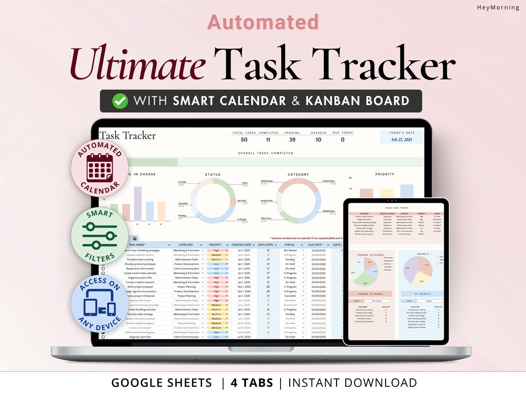 Task Tracker Spreadsheet Small Business Task Management Google Sheets ...