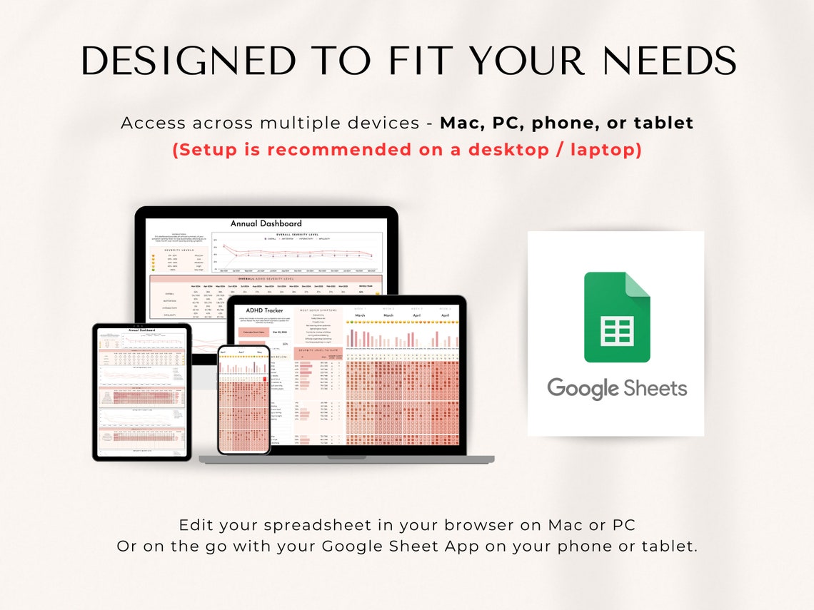 ADHD Tracker Google Sheets Symptom Tracker Spreadsheet Annual ADHD ...