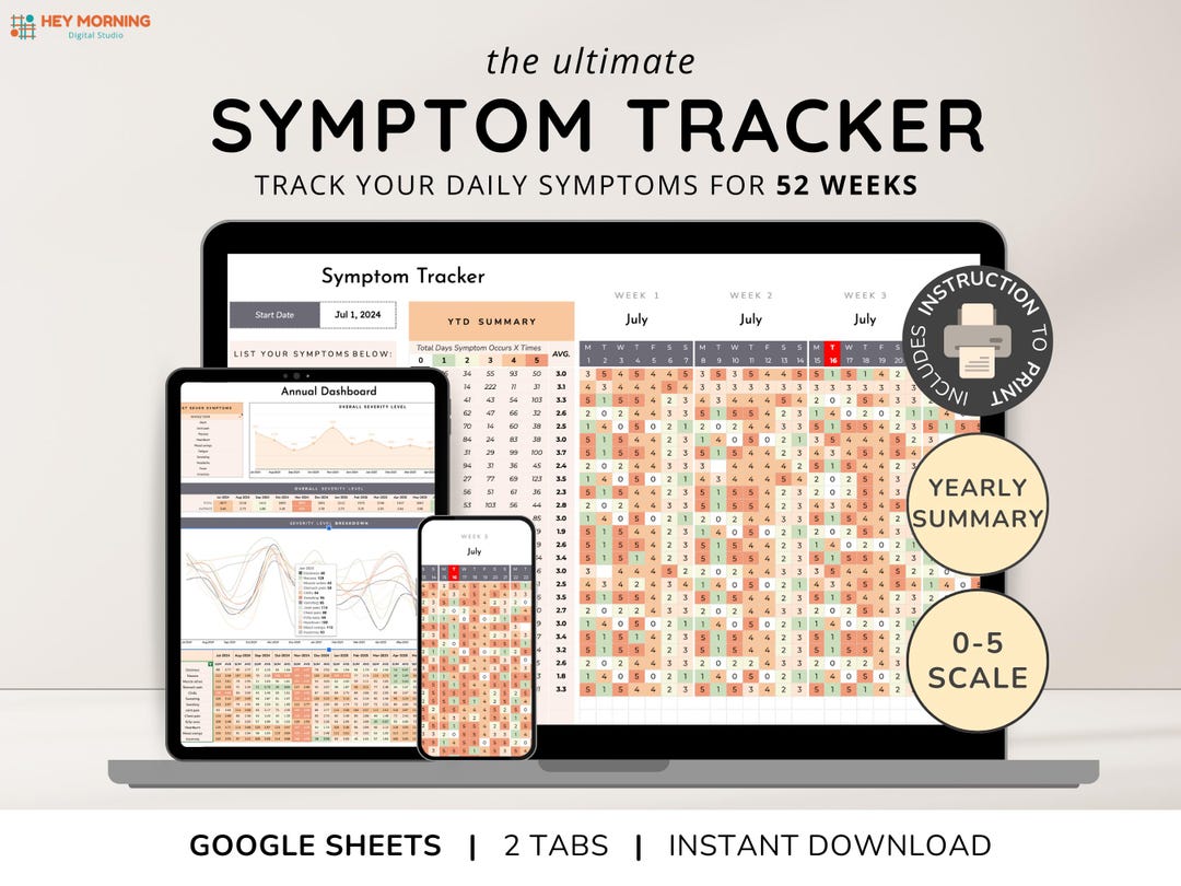 Symptom Tracker Google Sheets Chronic Illness Pain Tracker Spreadsheet ...