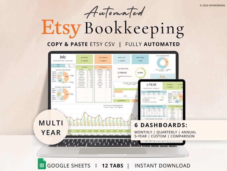 Etsy Seller Bookkeeping Spreadsheet Etsy Accounting Google Sheets Small ...
