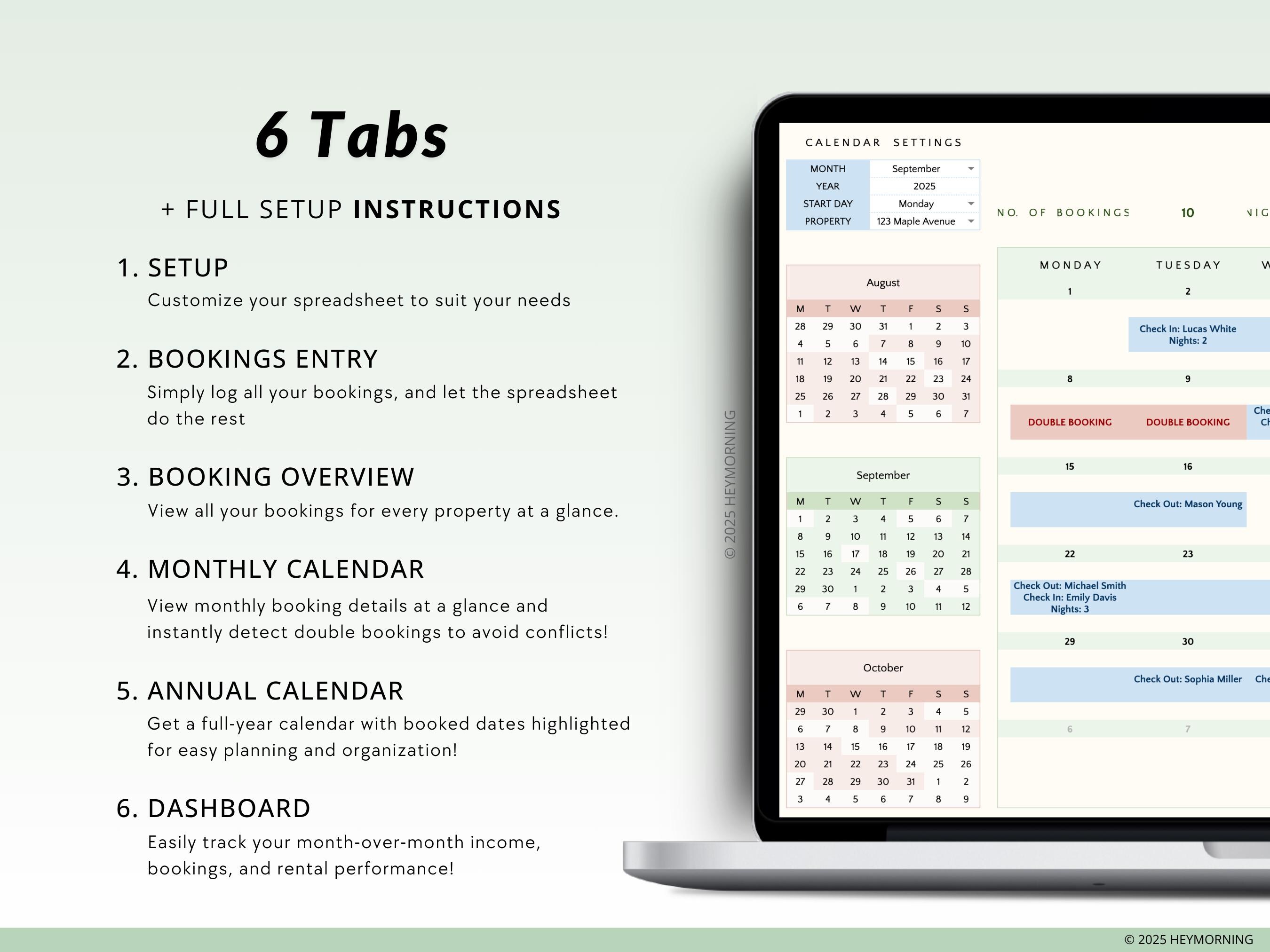 Airbnb Booking Calendar Spreadsheet Hotel Reservation Tracker Google ...