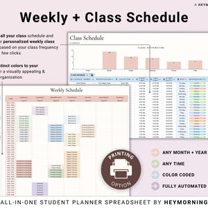 Academic Student Planner Google Sheets Assignment Tracker Spreadsheet University Study Planner ...