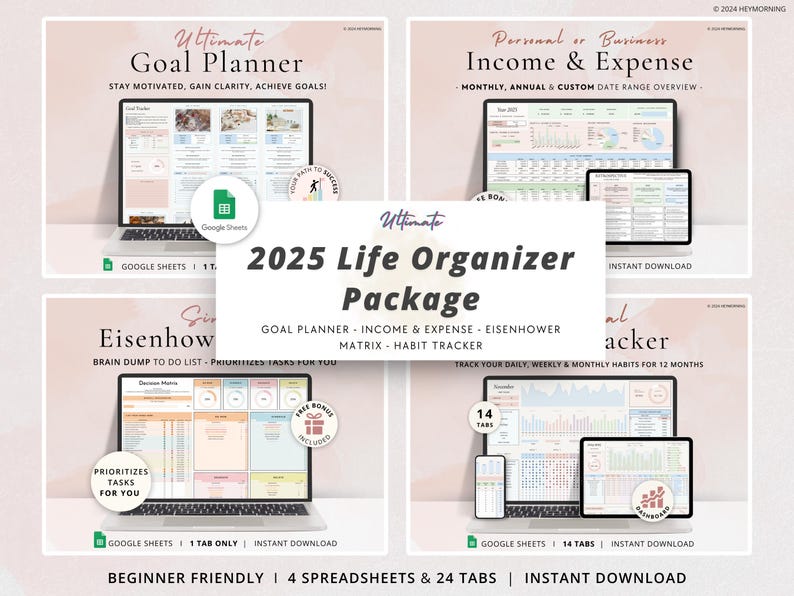 Goal Tracker 2025 Budget Spreadsheet Income and Expense Google Sheets ...