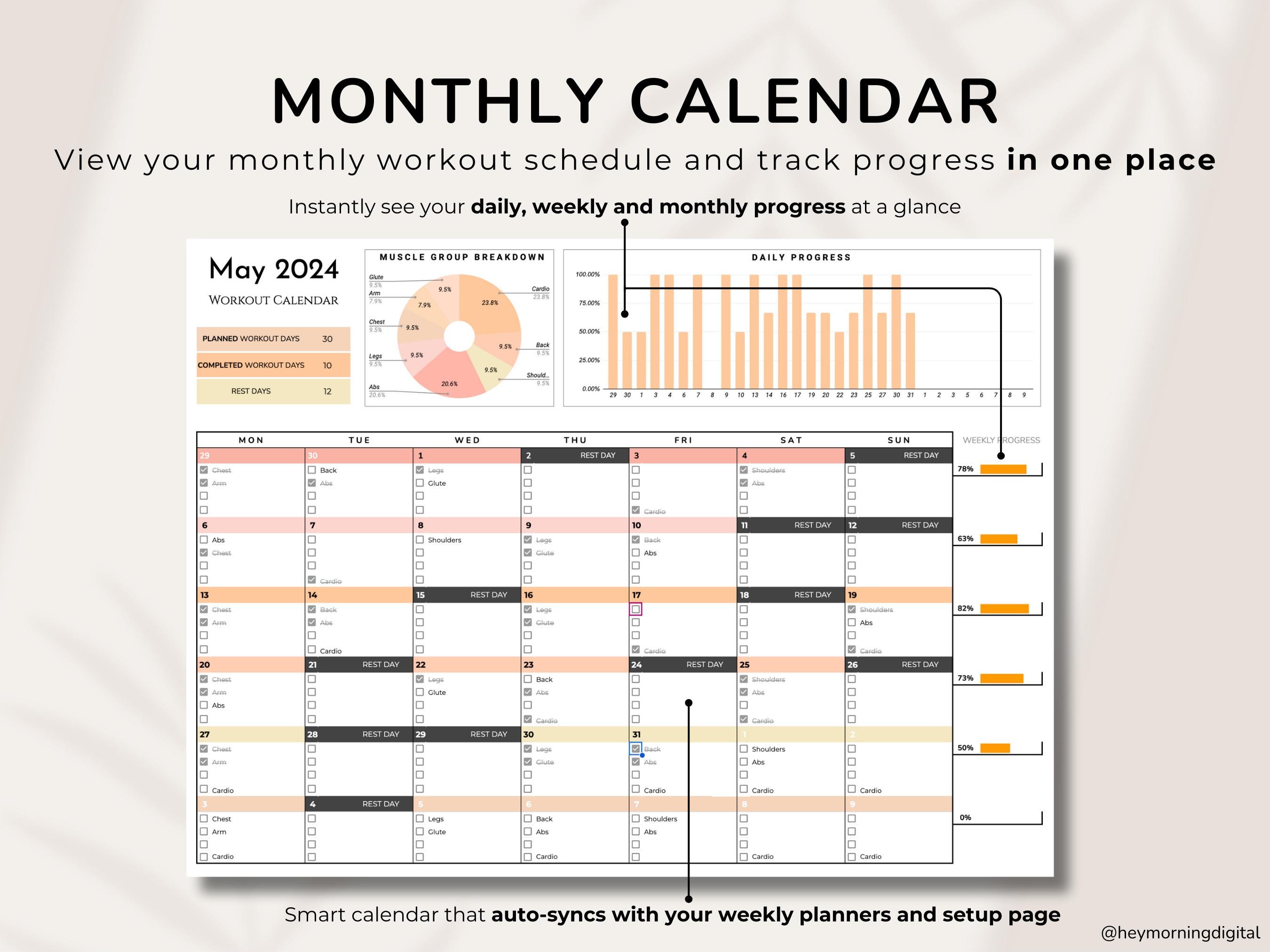 Workout Planner Google Sheets Exercise Tracker Spreadsheet Fitness ...