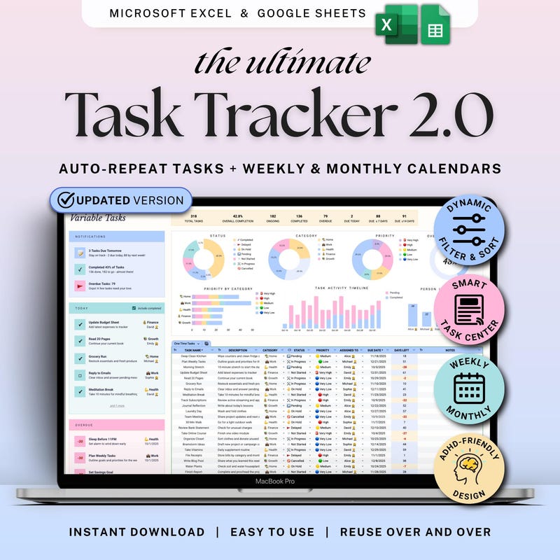 Task Master Spreadsheet - Etsy