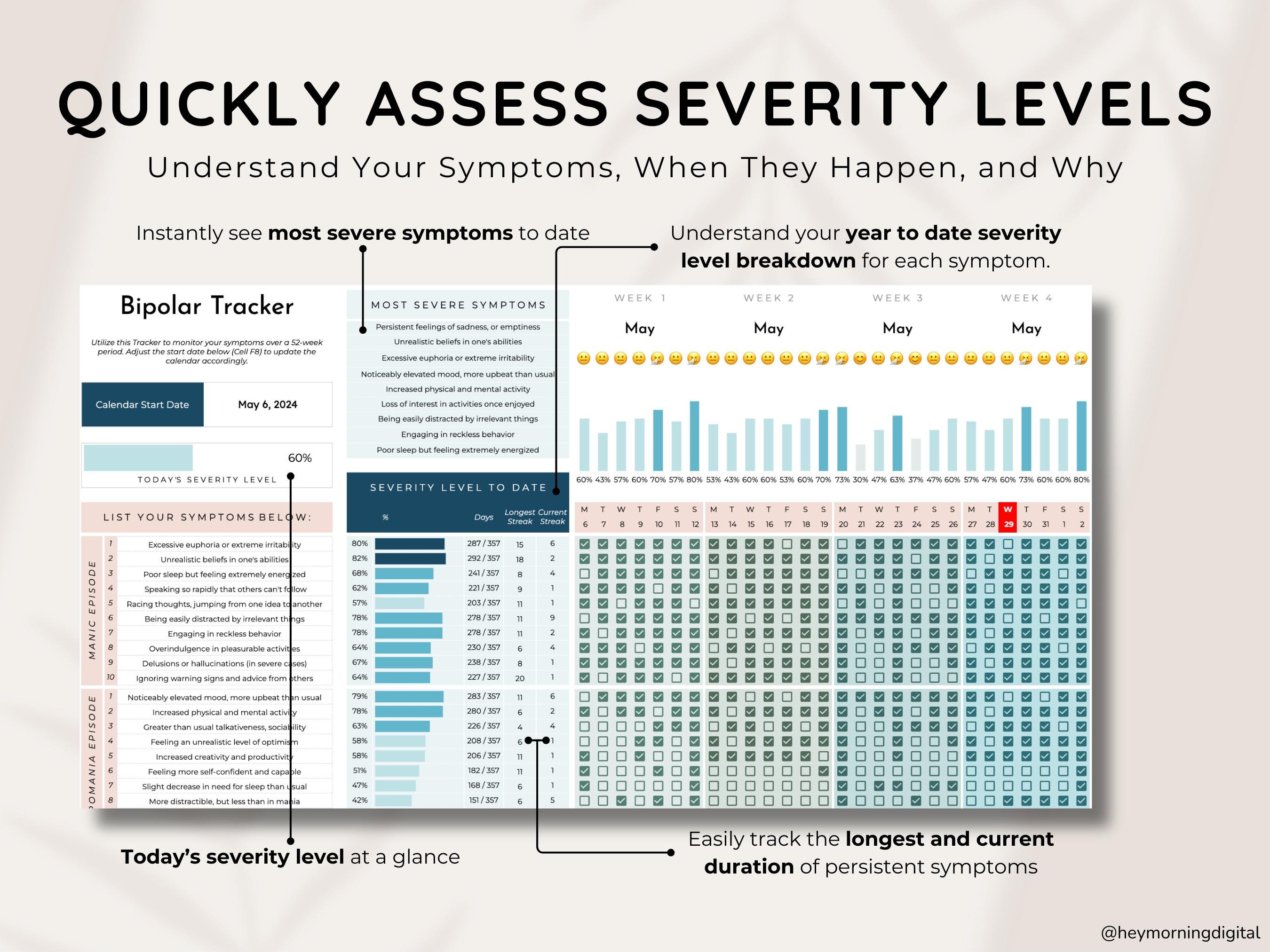 Bipolar Tracker Google Sheets Bipolar Symptom Tracker Spreadsheet Daily ...