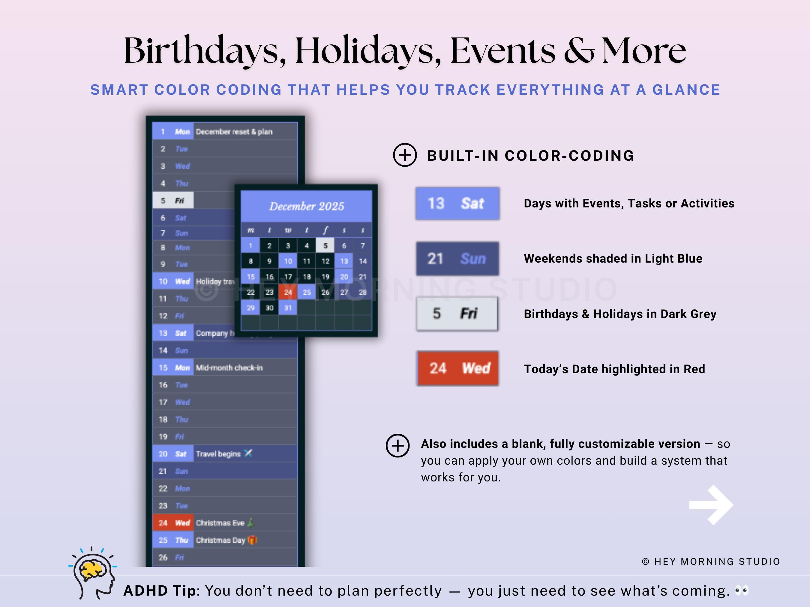 Year at a Glance Planner Dark Mode Undated Yearly Spreadsheet Google ...