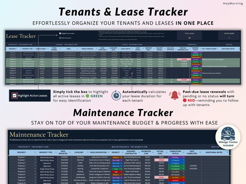 Multi Property Rental Tracker Spreadsheet Dark Mode Landlord ...