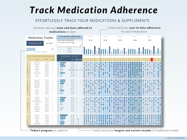 Medication Tracker Google Sheets Daily Supplement Spreadsheet Annual ...