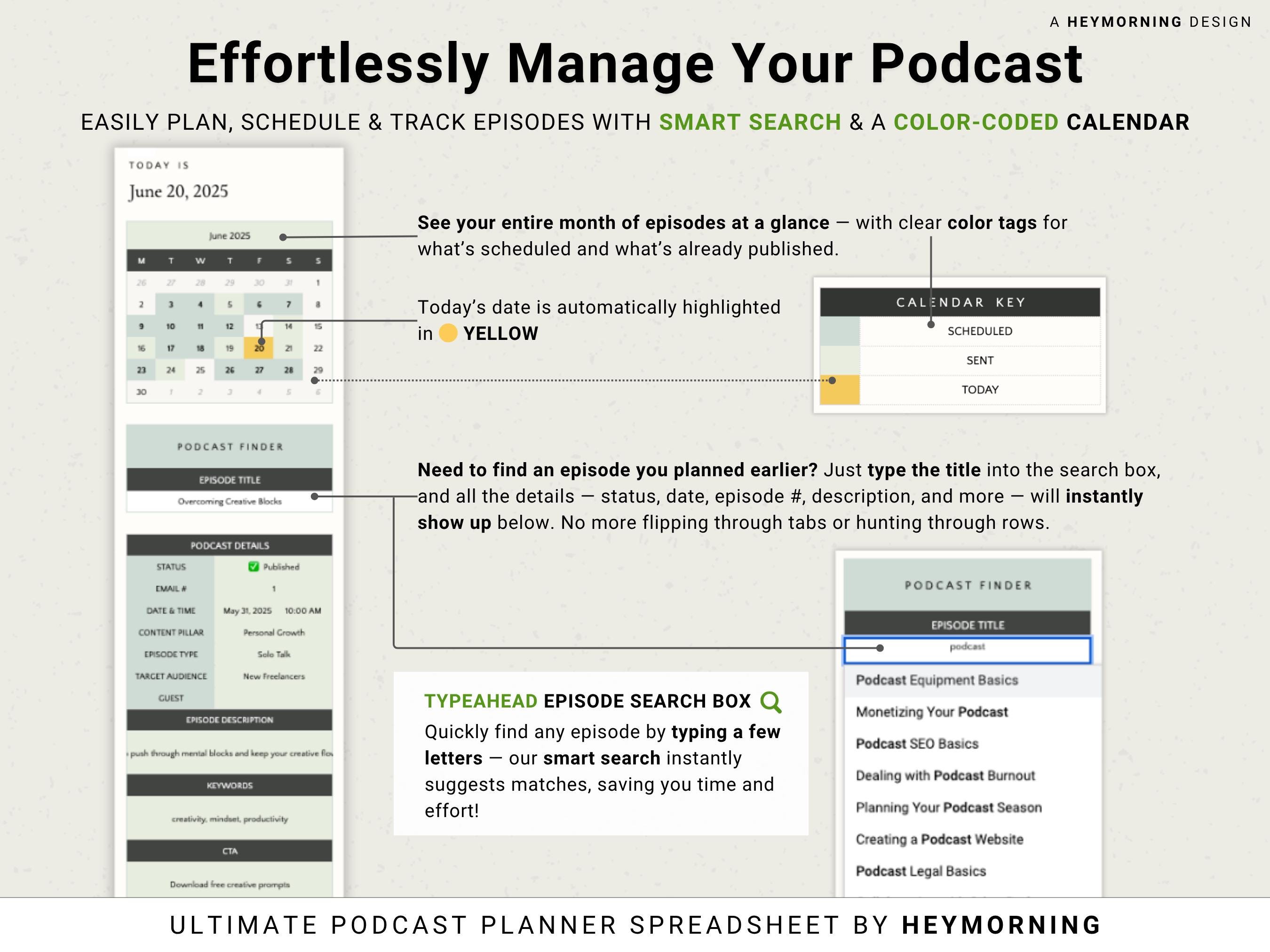Podcast Planner Spreadsheet Google Sheets Podcast Content Planning ...