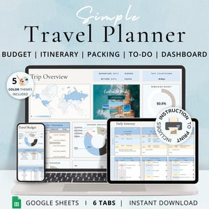 Simple Travel Planner Google Sheets Travel Itinerary Spreadsheet ...