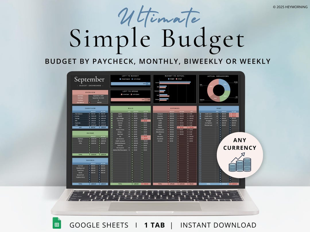 Simple Budget Planner Spreadsheet Dark Mode Paycheck Budget Google ...