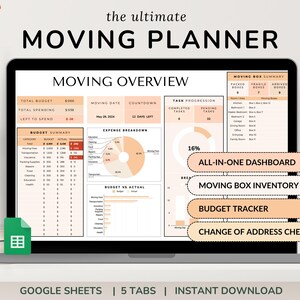 Moving Planner Google Sheets Home Moving Bundle Spreadsheet New ...