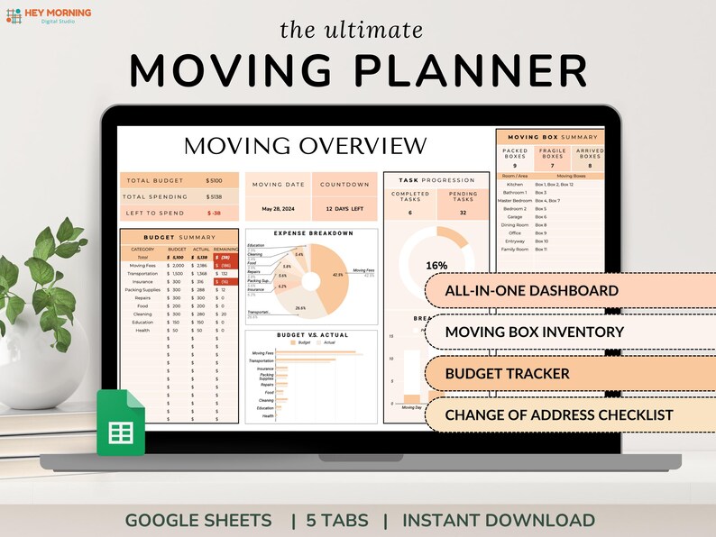 Moving Planner Google Sheets Home Moving Bundle Spreadsheet New ...