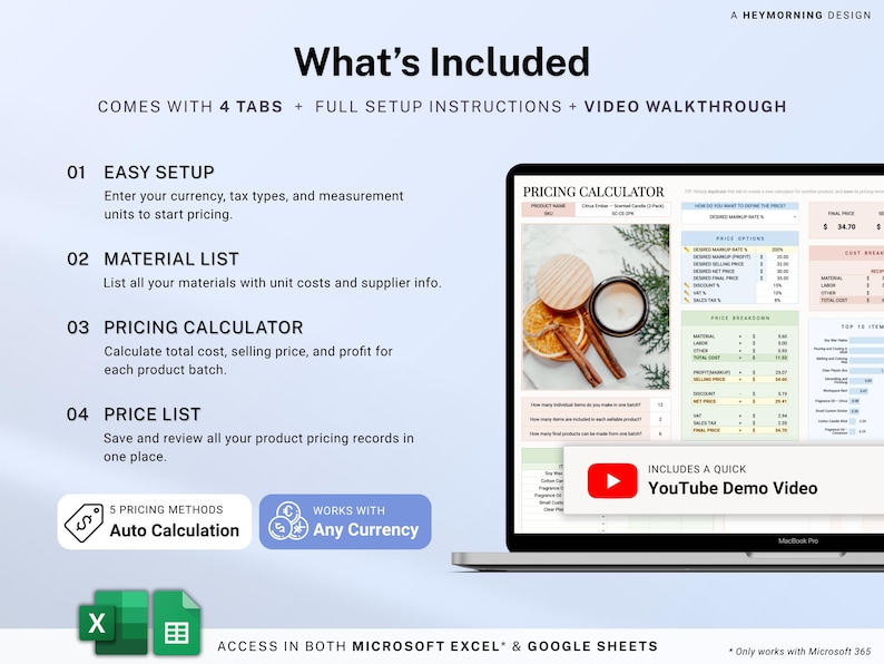 Product Pricing Calculator Spreadsheet Small Business Pricing Template Google Sheets Handmade ...