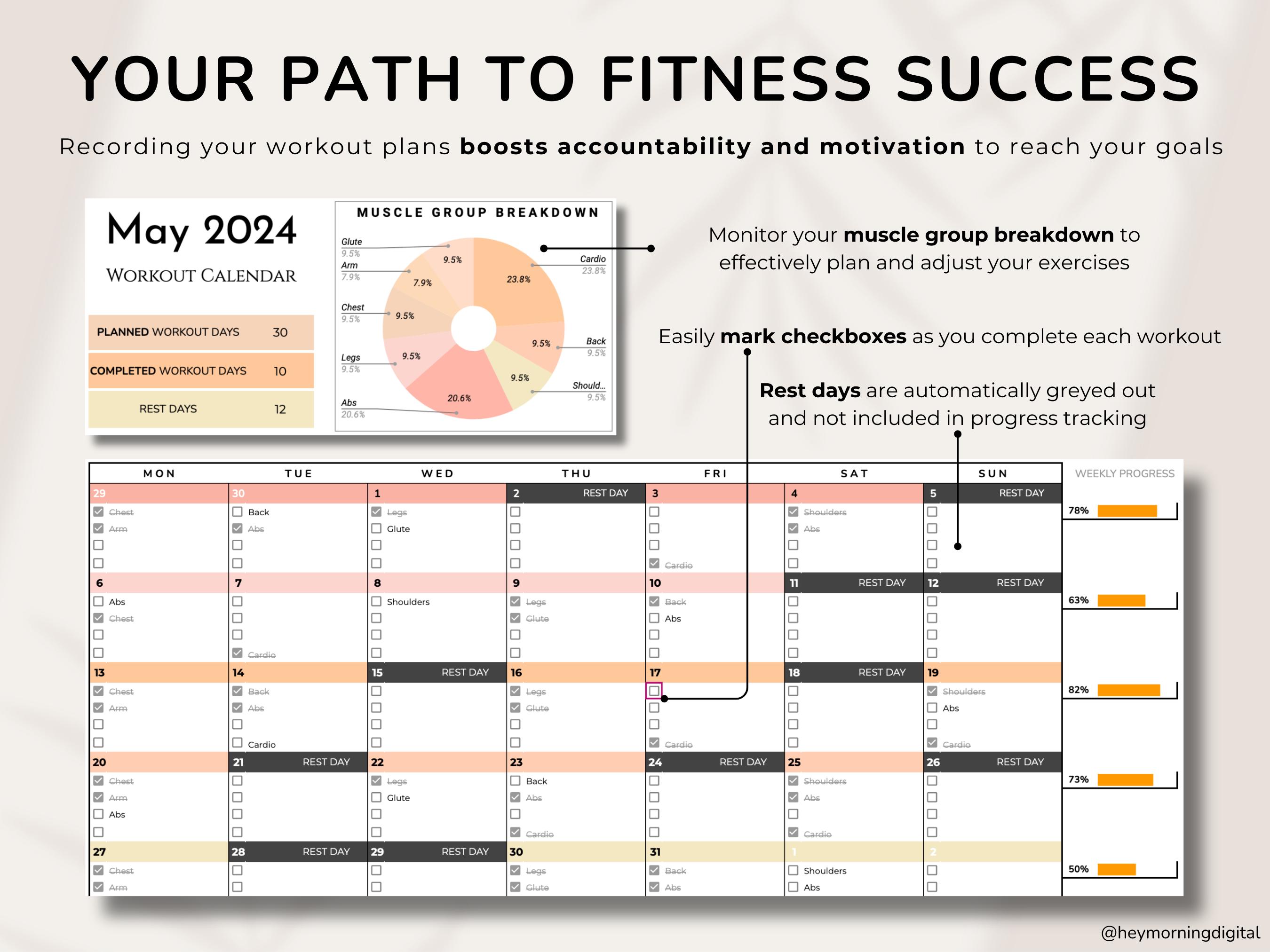 Workout Planner Google Sheets Exercise Tracker Spreadsheet Fitness ...