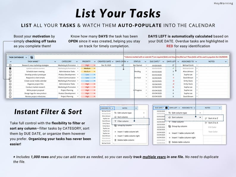 Team Task Tracker Google Sheets Task Management Spreadsheet for Small Business Employee Task ...